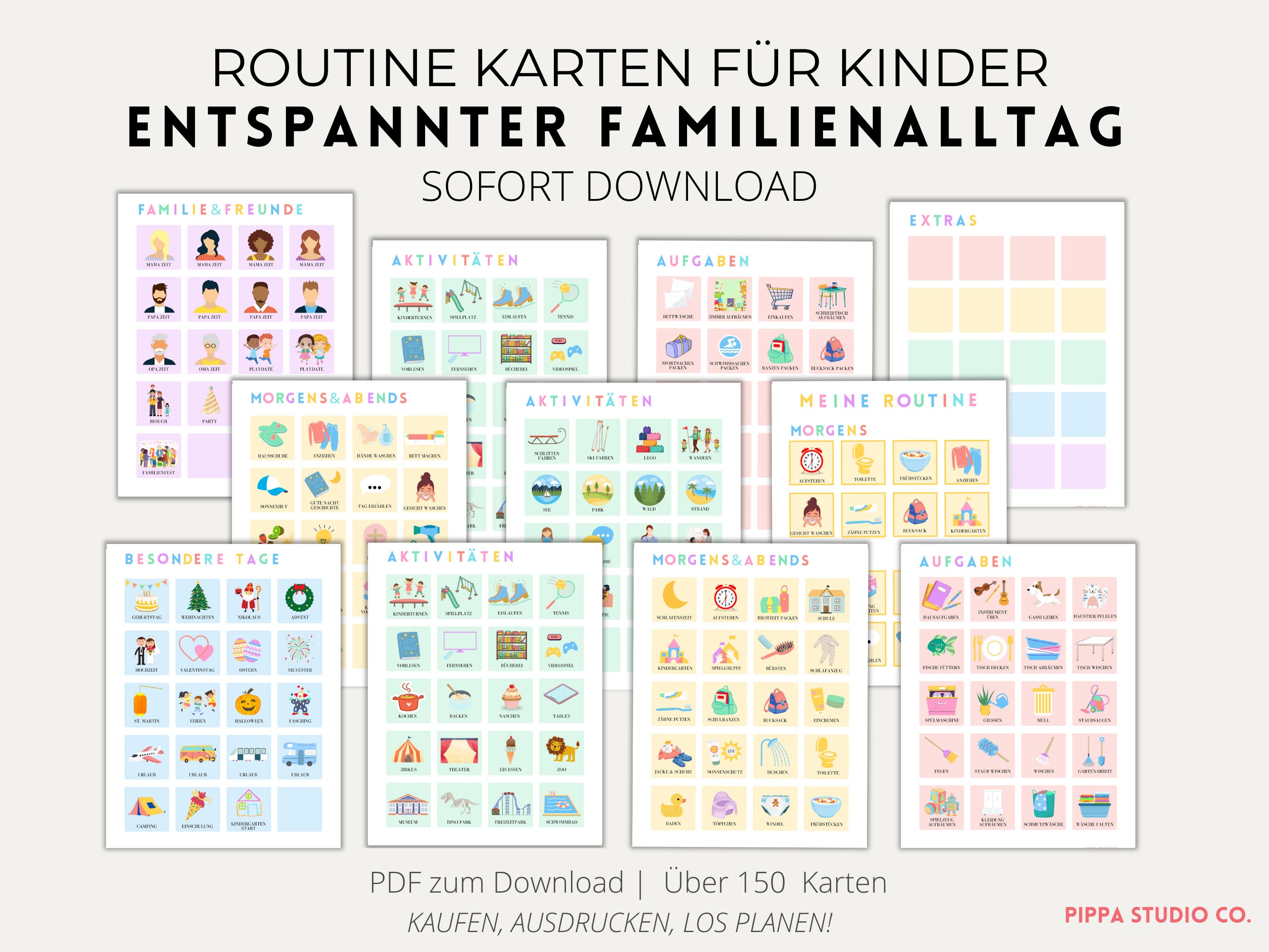 Routine Karten für Kinder - Montessori Kinderplaner - Aufgabenplan ...