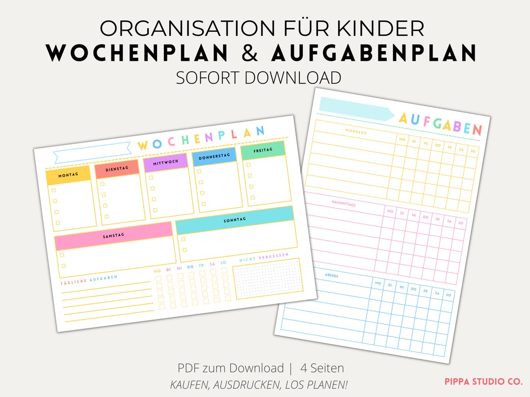 Weekly Plan Kids and Task Planner Kids - Planners for School Kids ...
