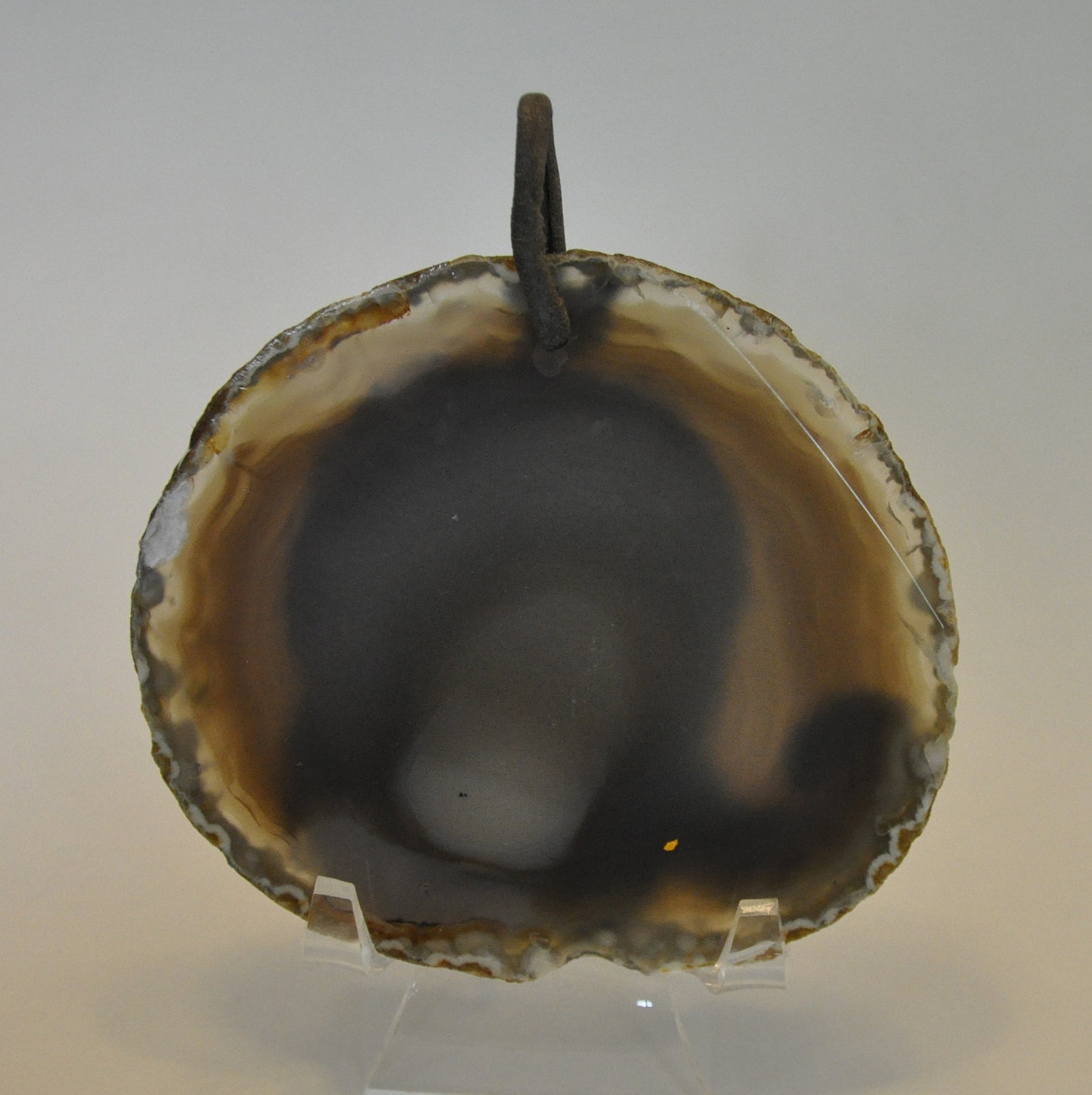 Snow Leopard Painted on Agate Stone Slice Strung on Cord for Hanging - Etsy