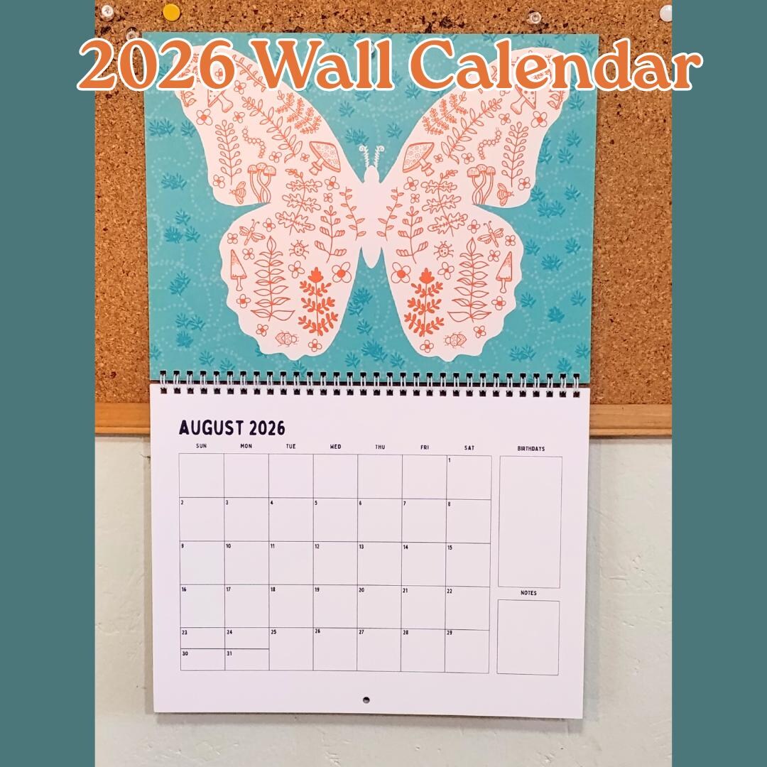 2026 Butterfly Wall Calendar: Hand-drawn Seasonal Art Monthly Planner ...