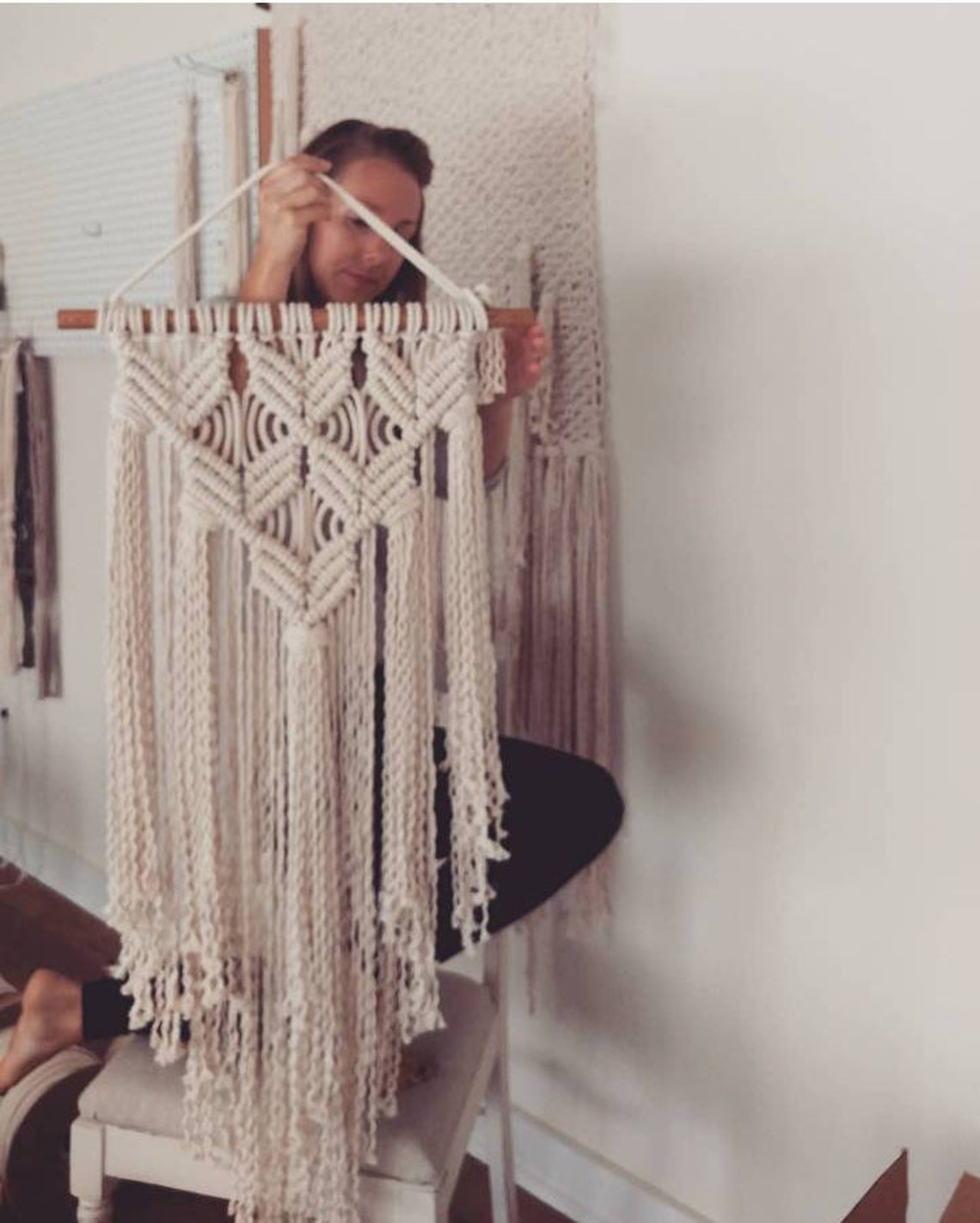 DIY Pattern: Chevron Tassel Macrame Wall Hanging Pattern, Macrame ...