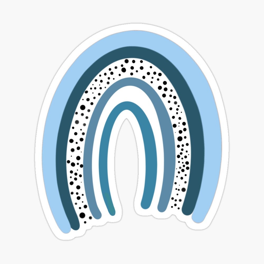 Line Dot Rainbow Sticker Blue 2.7x3in Waterproof Vinyl - Etsy
