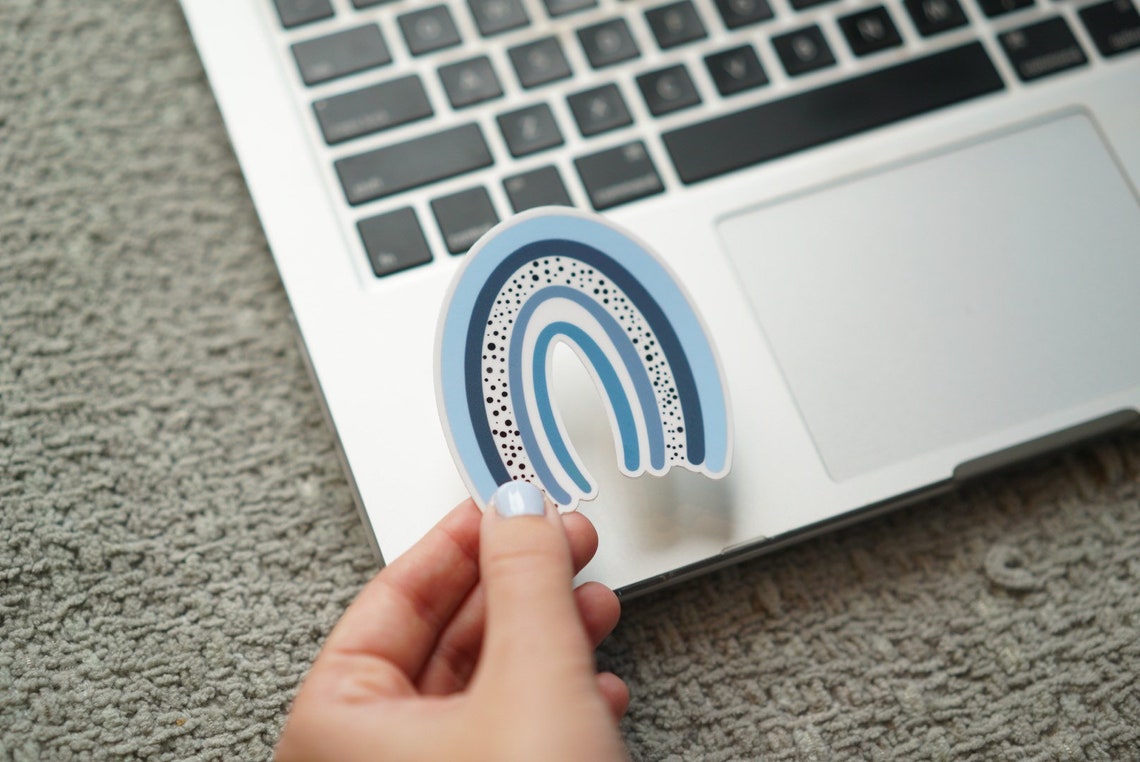 Line Dot Rainbow Sticker Blue 2.7x3in Waterproof Vinyl | Etsy