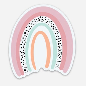 Line Dot Rainbow Sticker Pastel 2.7x3in Waterproof Vinyl - Etsy