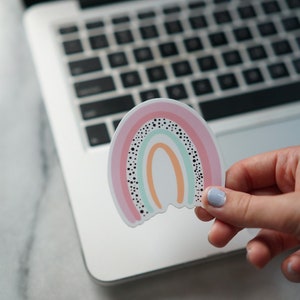 Line Dot Rainbow Sticker Pastel 2.7x3in Waterproof Vinyl - Etsy