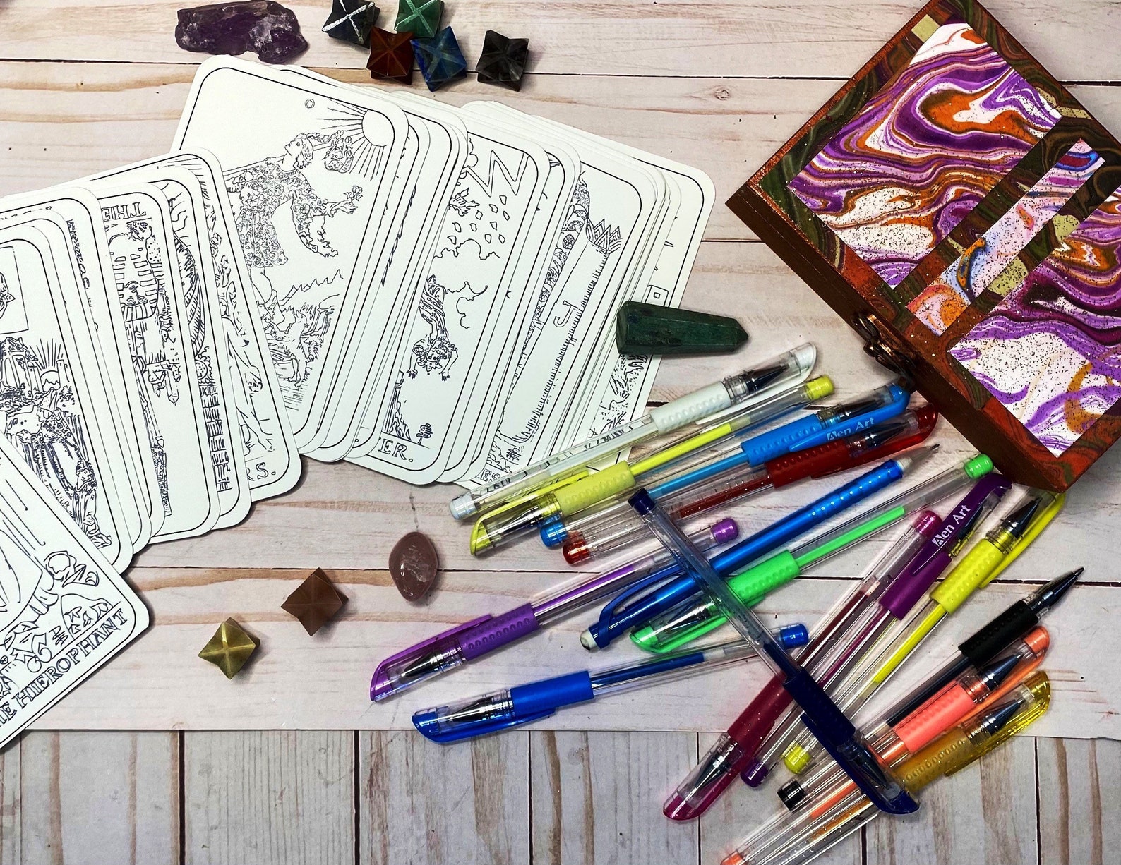 Coloring Kit Tarot Cards with 24 Gel Pens DIY Craft | Etsy
