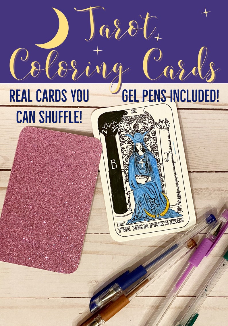 Coloring Kit Tarot Cards With 24 Gel Pens DIY Craft - Etsy