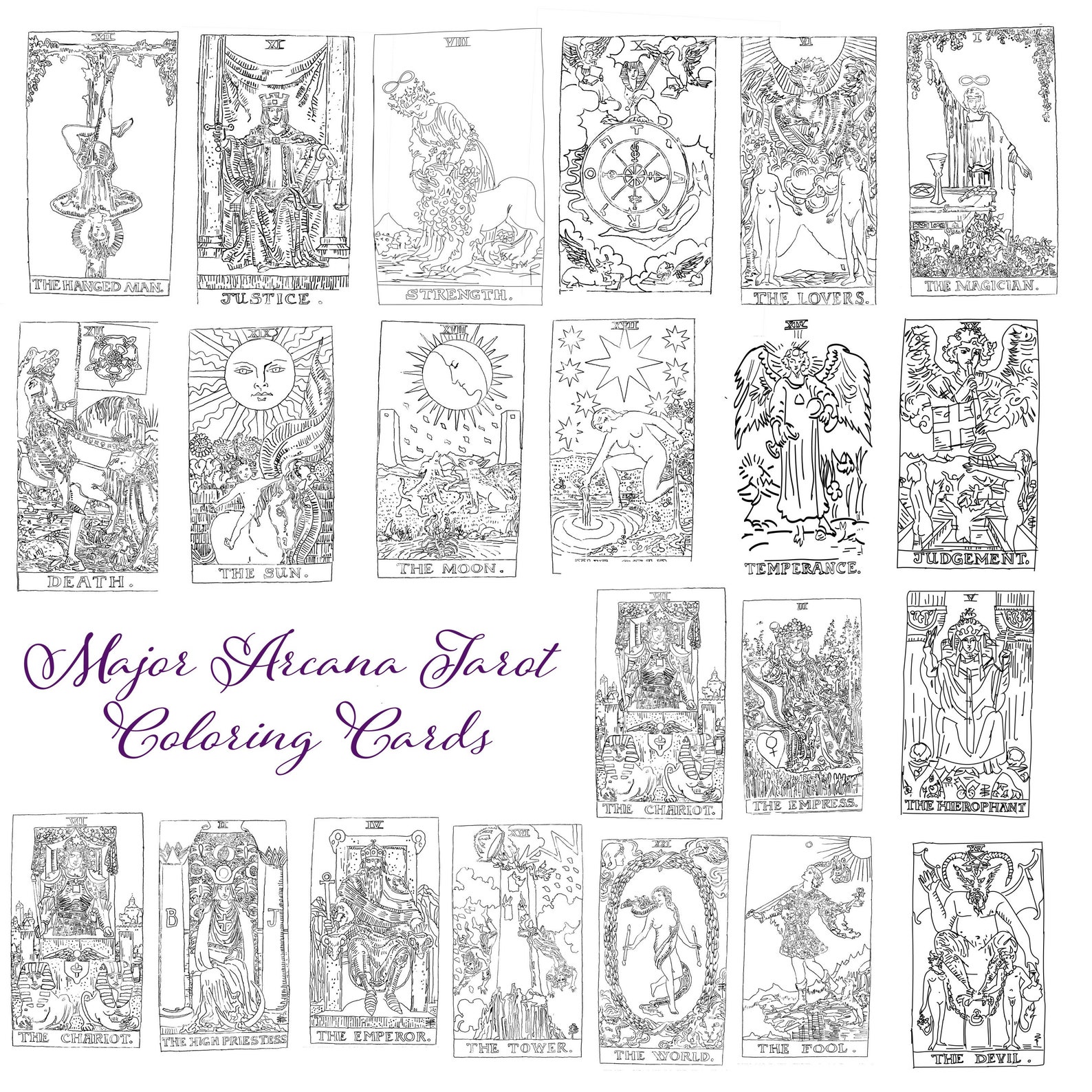 Coloring Kit Tarot Cards With 24 Gel Pens DIY Craft - Etsy