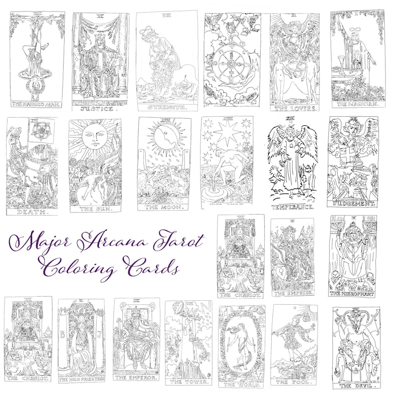 Coloring Kit Tarot Cards With 24 Gel Pens DIY Craft - Etsy