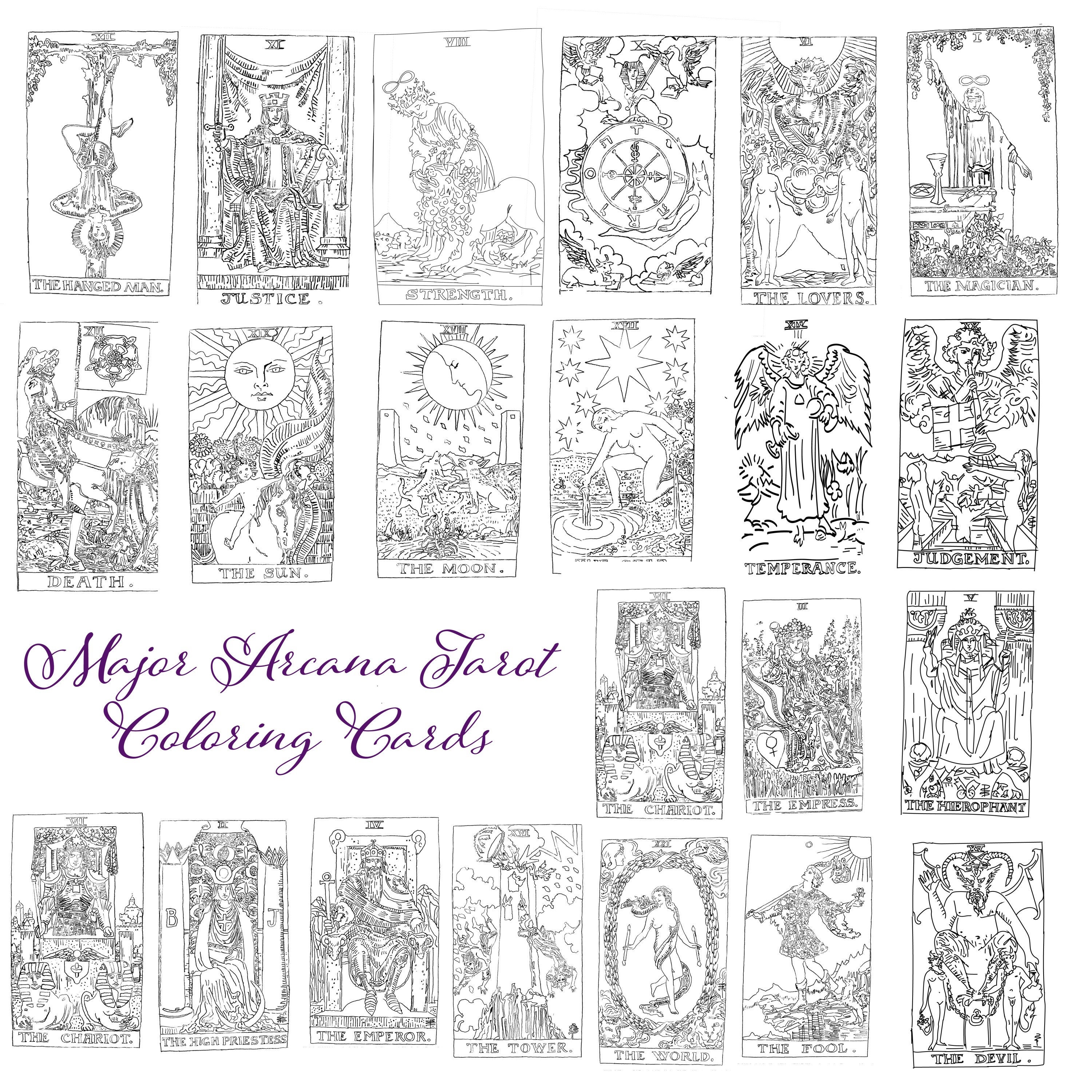 Coloring Kit Tarot Cards With 24 Gel Pens DIY Craft - Etsy