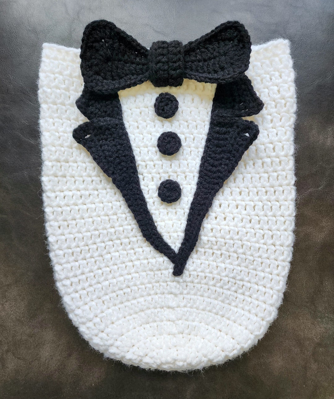 Tux Sleep Sack- Cocoon- Crochet Pattern Only- Tux Photo Prop Pattern ...