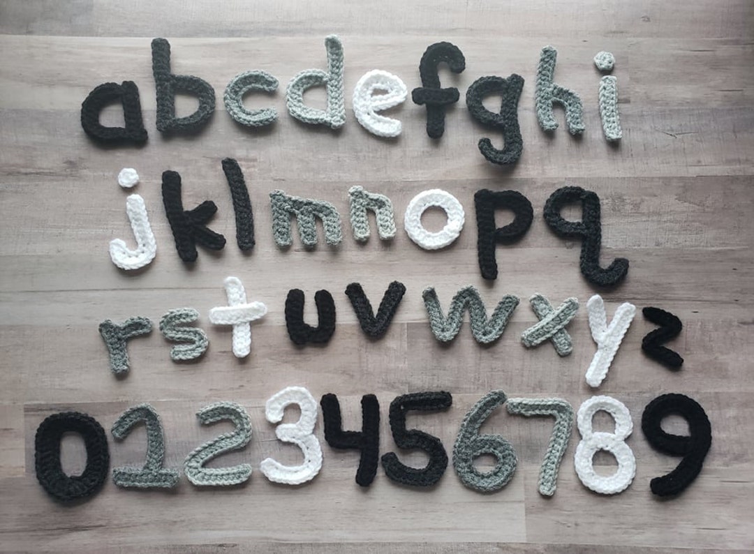 Lowercase Letters and Numbers Applique Pack- Crochet Pattern - Digital ...