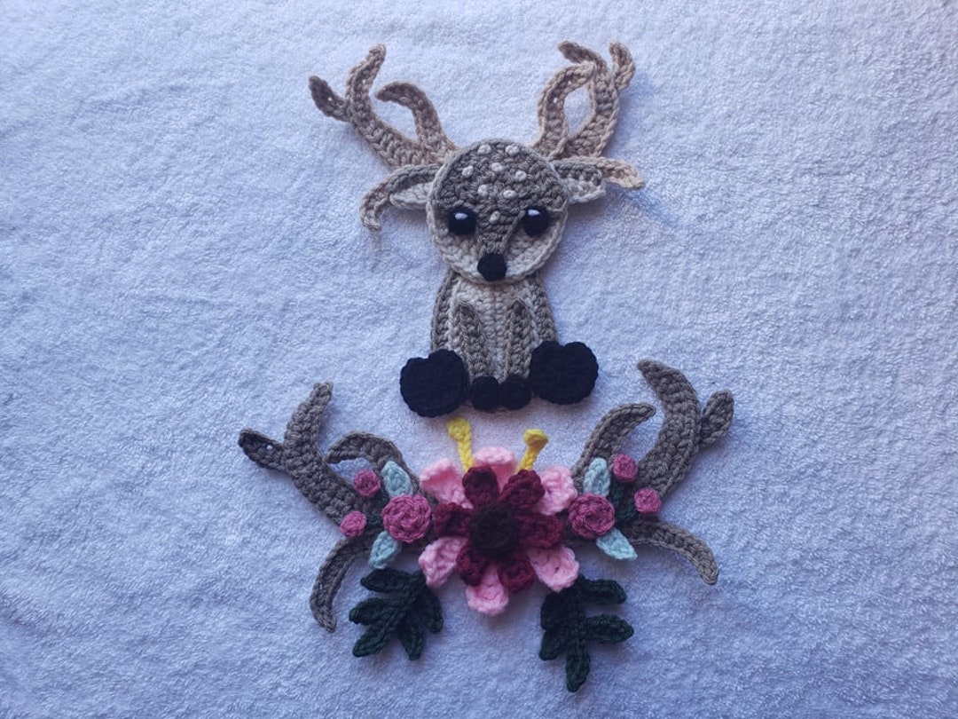 Oh My Deer Applique Pack- Crochet Pattern Only- Deer- Floral Antlers ...