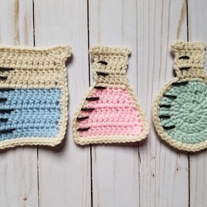 Mad Science Applique Pack- Crochet Pattern Only- Microscope- Beaker ...