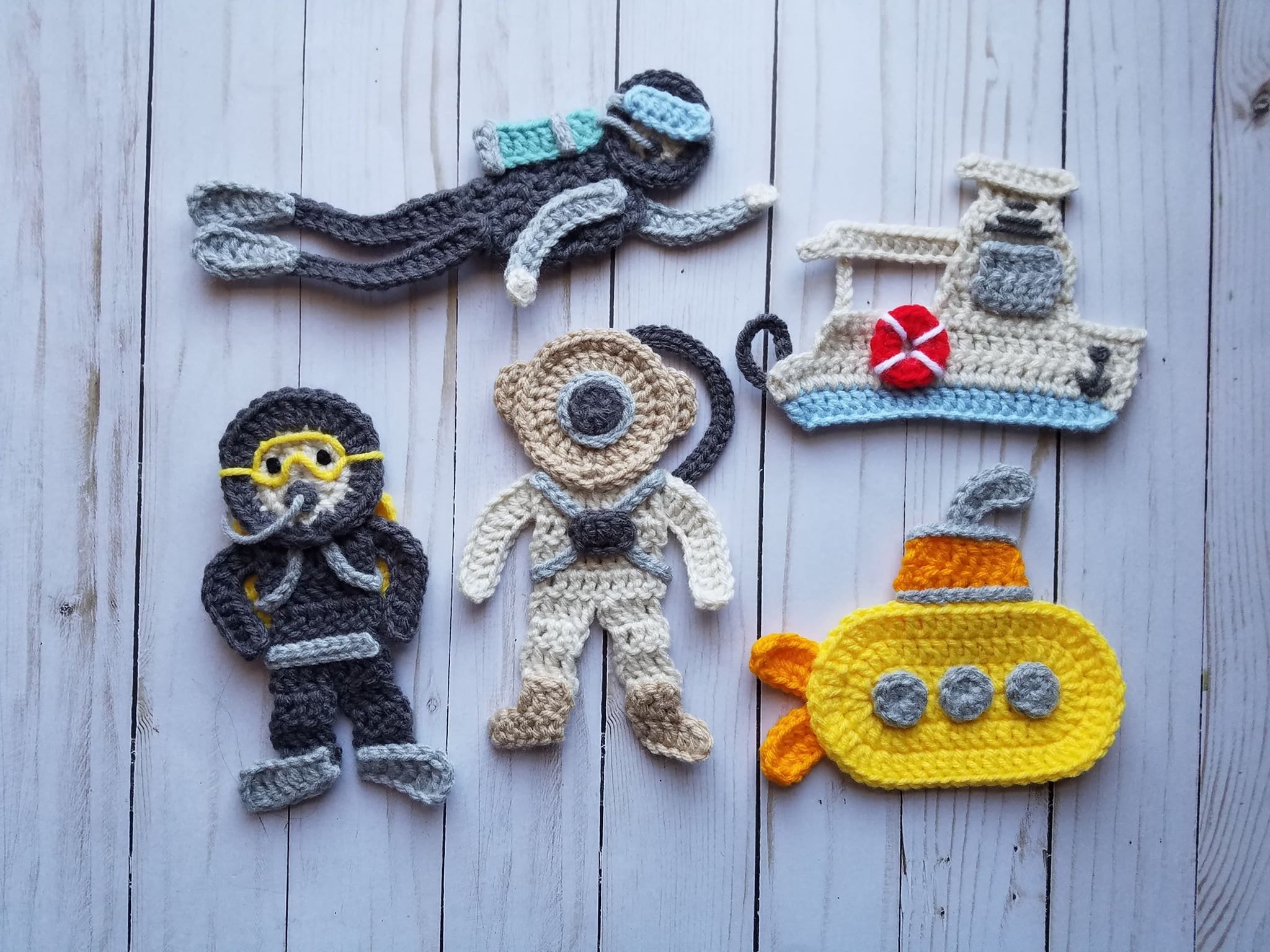 Nautical Voyage Applique Pack Crochet Pattern Only Scuba - Etsy