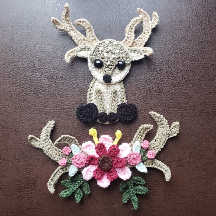 Oh My Deer Applique Pack- Crochet Pattern Only- Deer- Floral Antlers ...