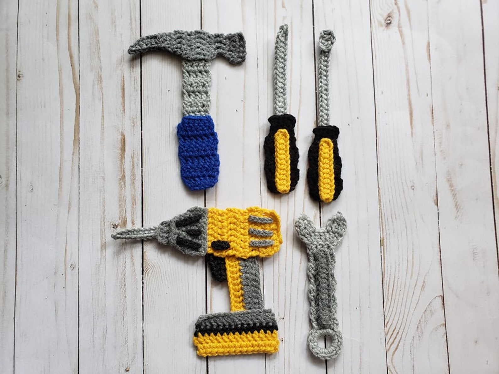 Tool Time Applique Pack Crochet Pattern Only Drill Hammer - Etsy