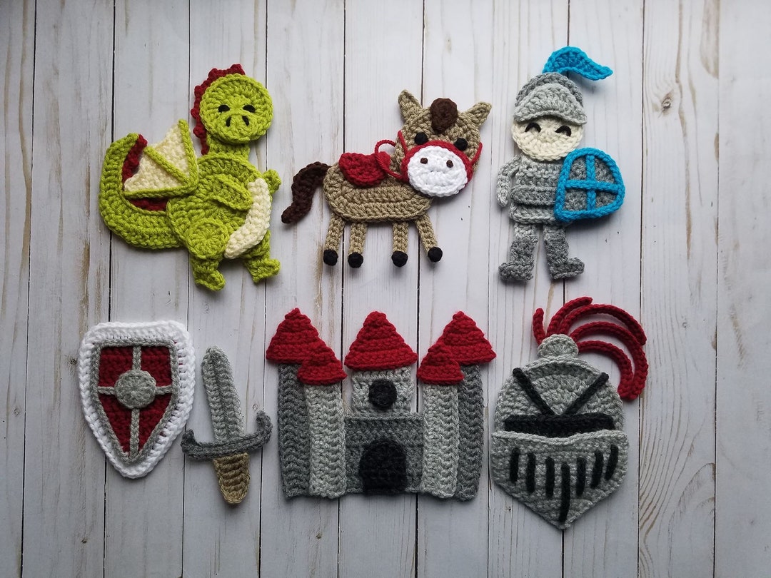 A Knights Tale Applique Pack- Crochet Pattern Only- Knight- Steed ...