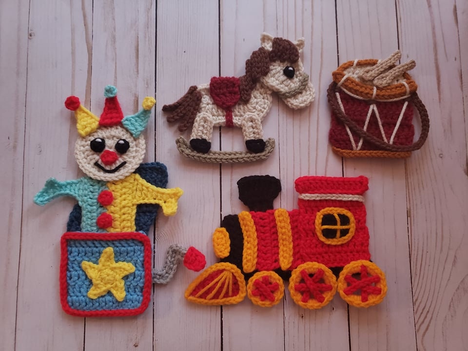 Christmas Toy Collection Applique Pack- Crochet Pattern Only- Train ...