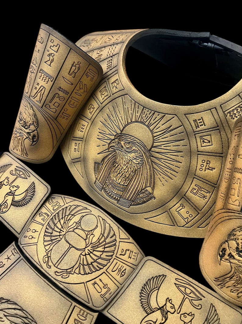 Egyptian God RA Horus Cosplay Costume Set With Falcon and Hieroglyphs ...