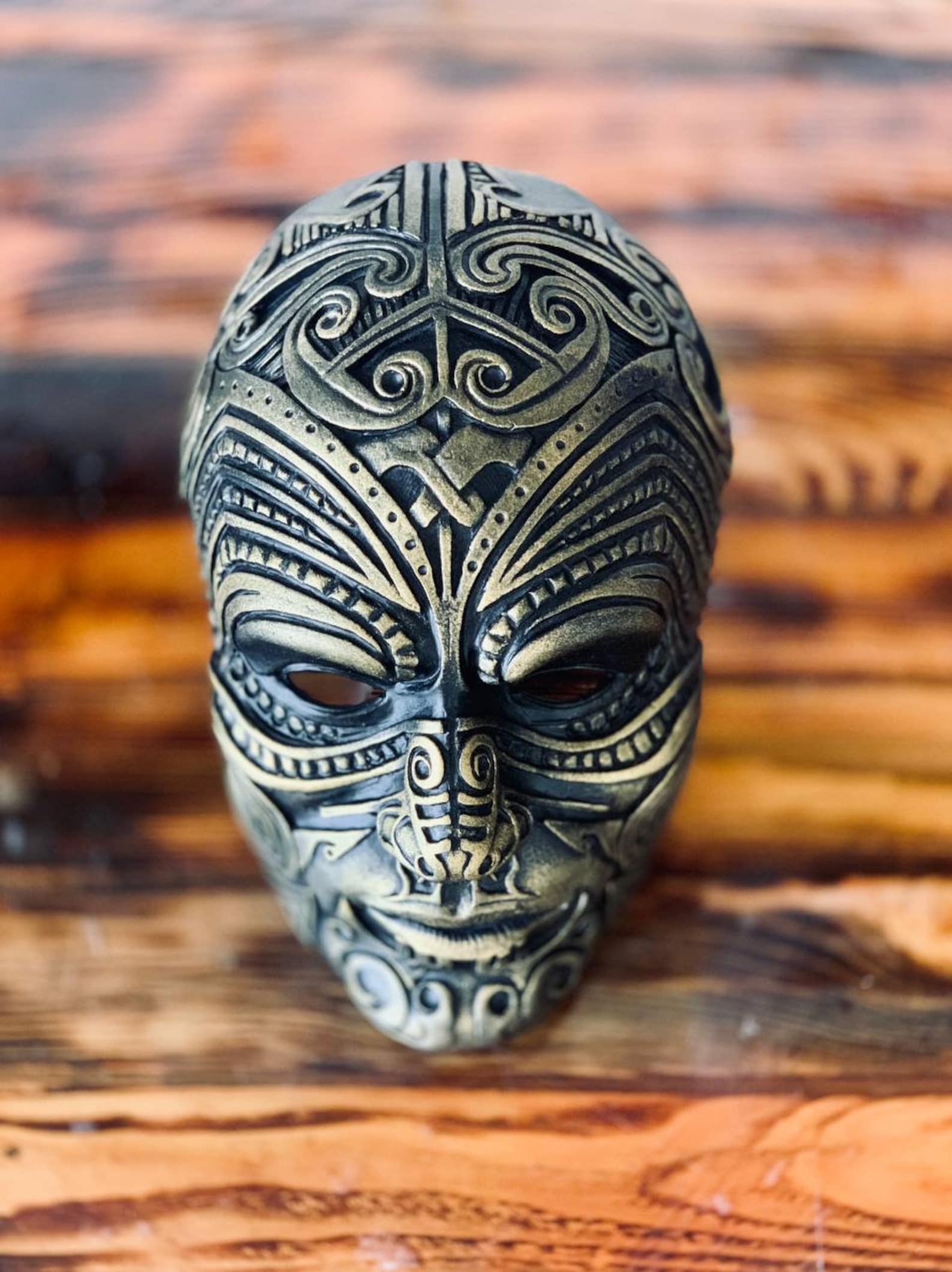 Maori Warrior Face Mask With Full Face Tattoo - Etsy
