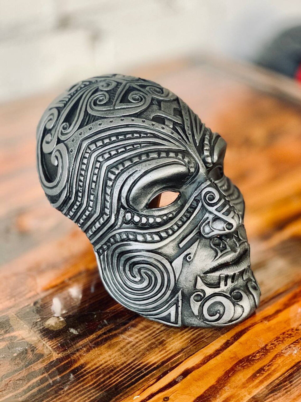 Maori Warrior Face Mask With Full Face Tattoo | Etsy