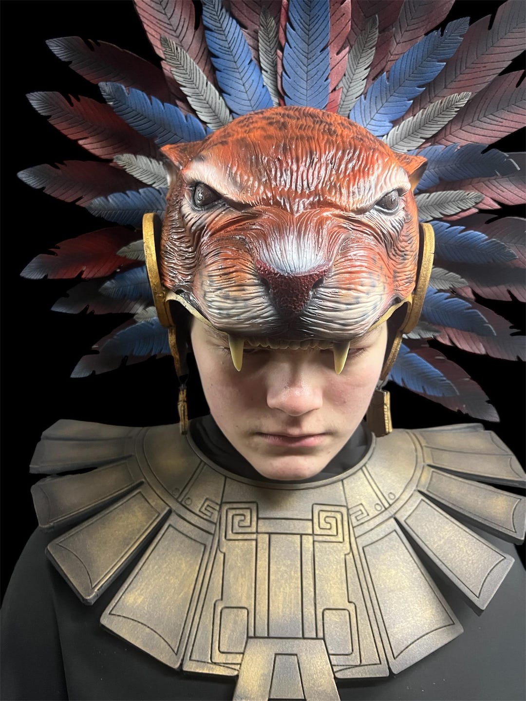 Aztec Mayan Warrior Helmet Mask Jaguarkukulcan Quetzalcoatl - Etsy