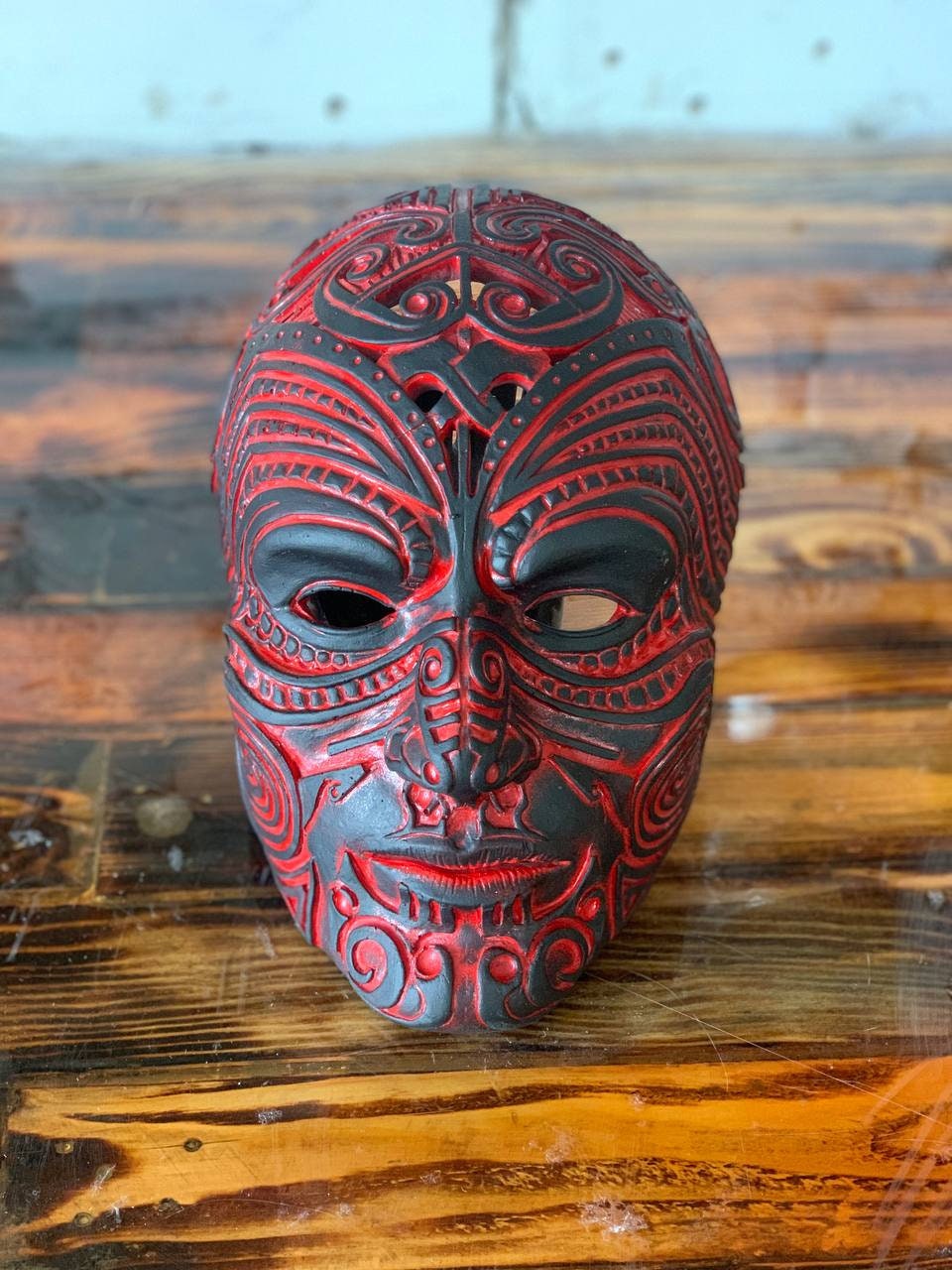 Maori Warrior Face Mask With Full Face Tattoo - Etsy