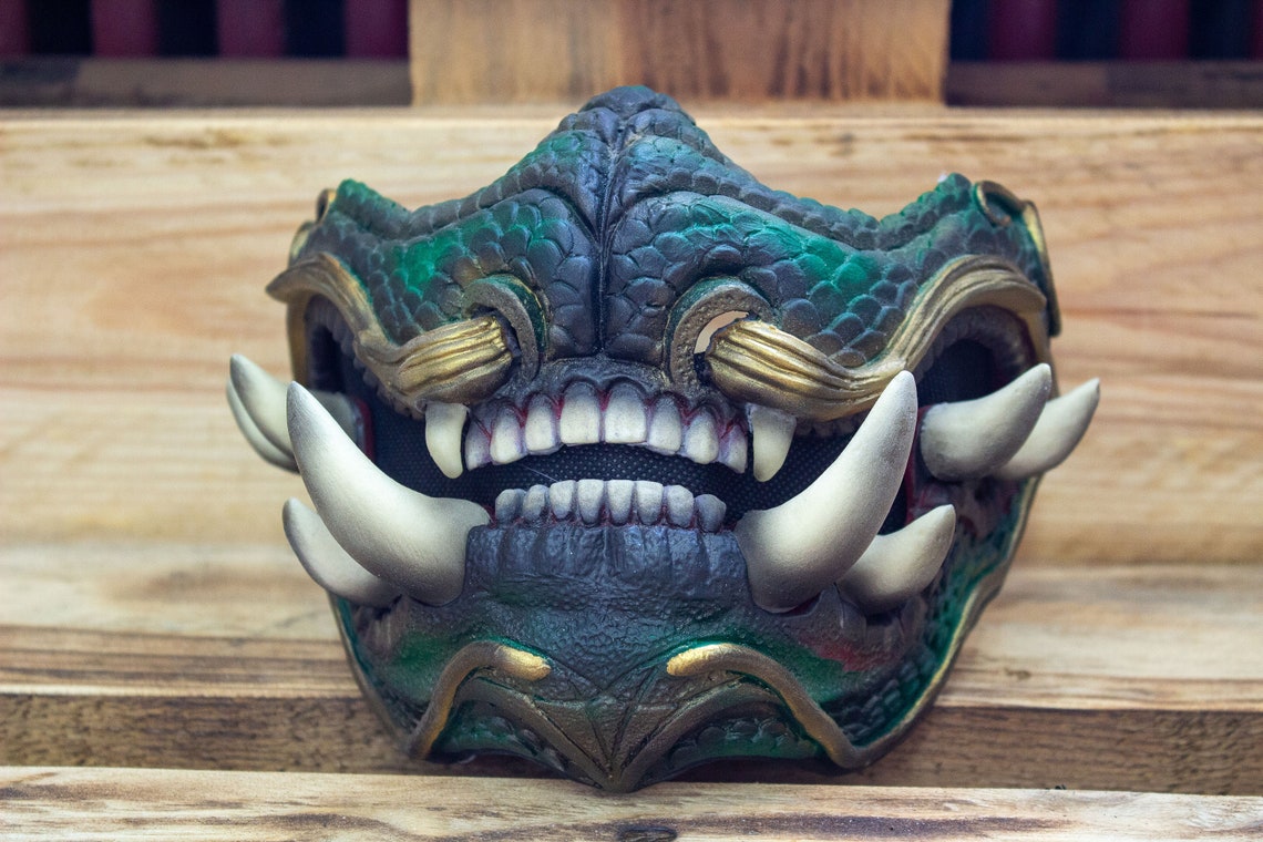 Mask Dragon Smoky Fel Poison Samurai Mask - Etsy