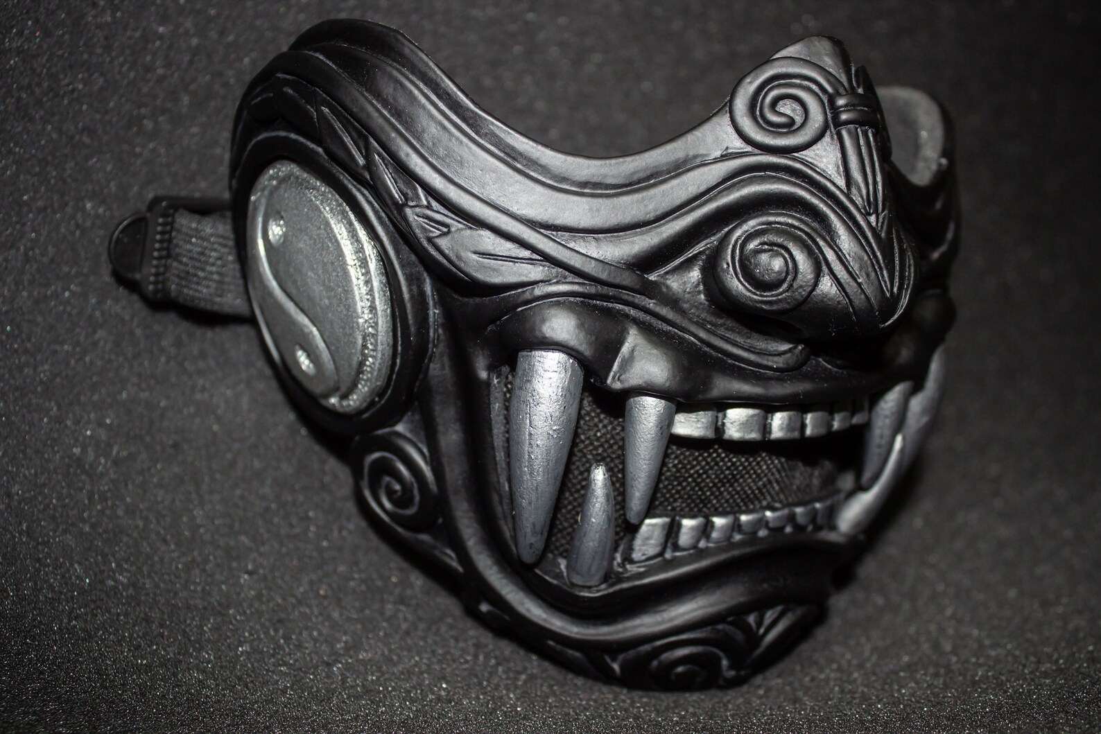 Half Face Samurai Mask Oni Mempo Armor Japanese Silver Lotus - Etsy