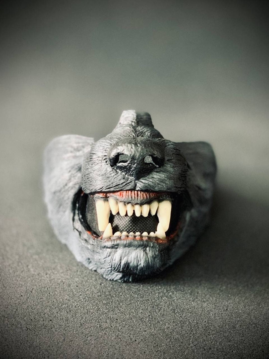 Wolf Lower Face Mask, Realistic Animal Jaw Mask, Gray Werewolf Snout ...