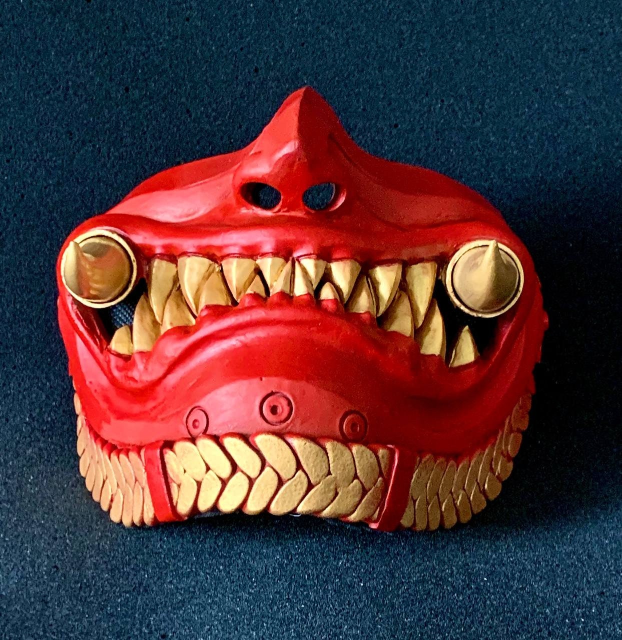 Half Face Samurai Mask Red Viburnum - Etsy