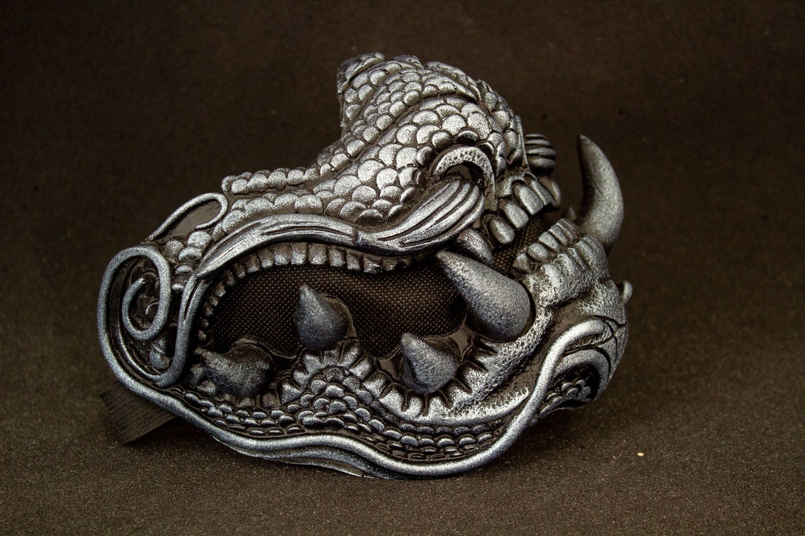 Silver dragon yakuza. Samurai mask. silver | Etsy