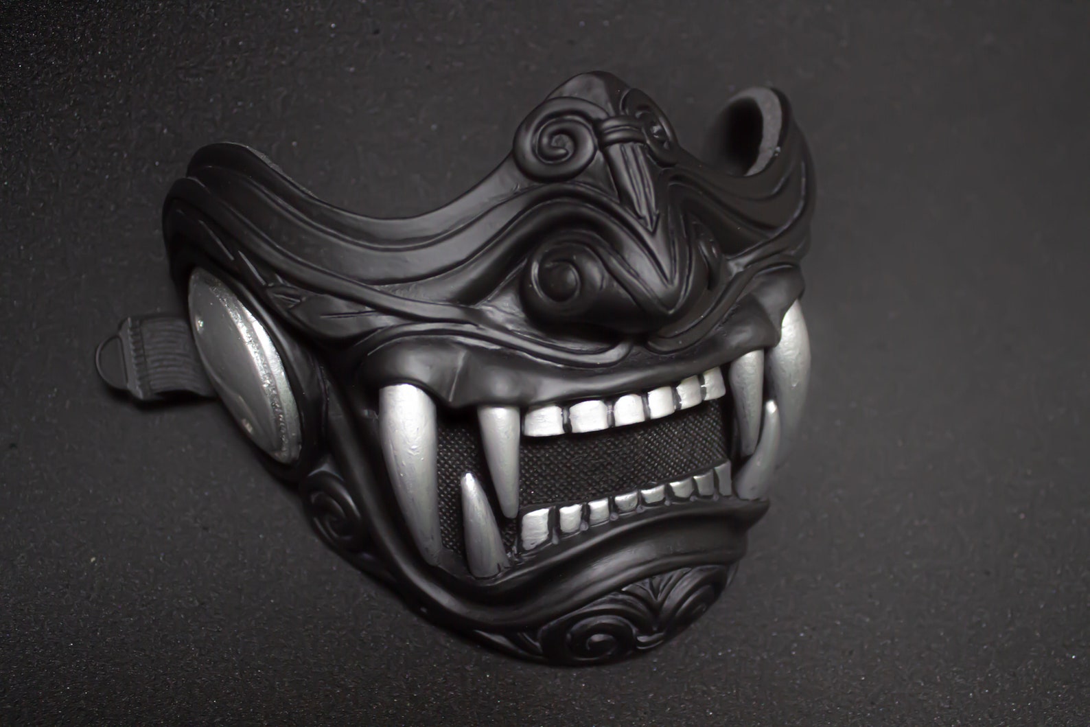 Half Face Samurai Mask Oni Mempo Armor Japanese Silver Lotus - Etsy