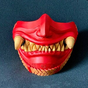 Half Face Samurai Mask Red Viburnum - Etsy