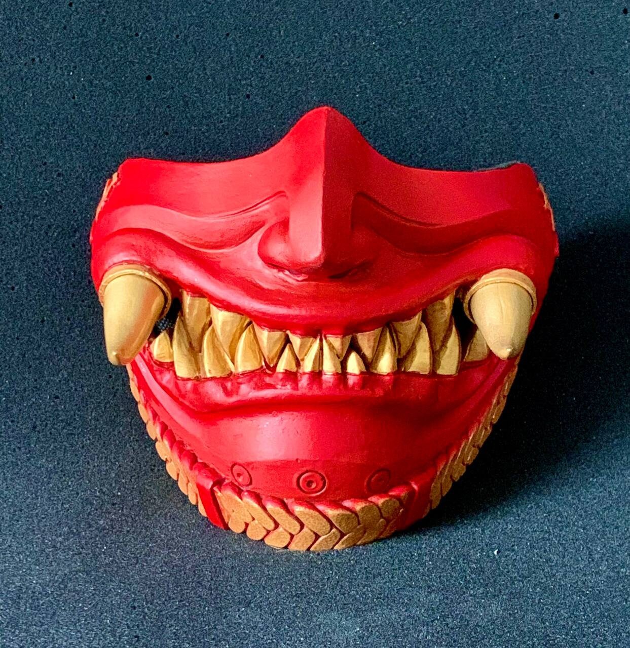 Half Face Samurai Mask Red Viburnum - Etsy