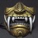 Silver Fang Half Face Gold Demon Assassin Ronin Samurai Mask - Etsy