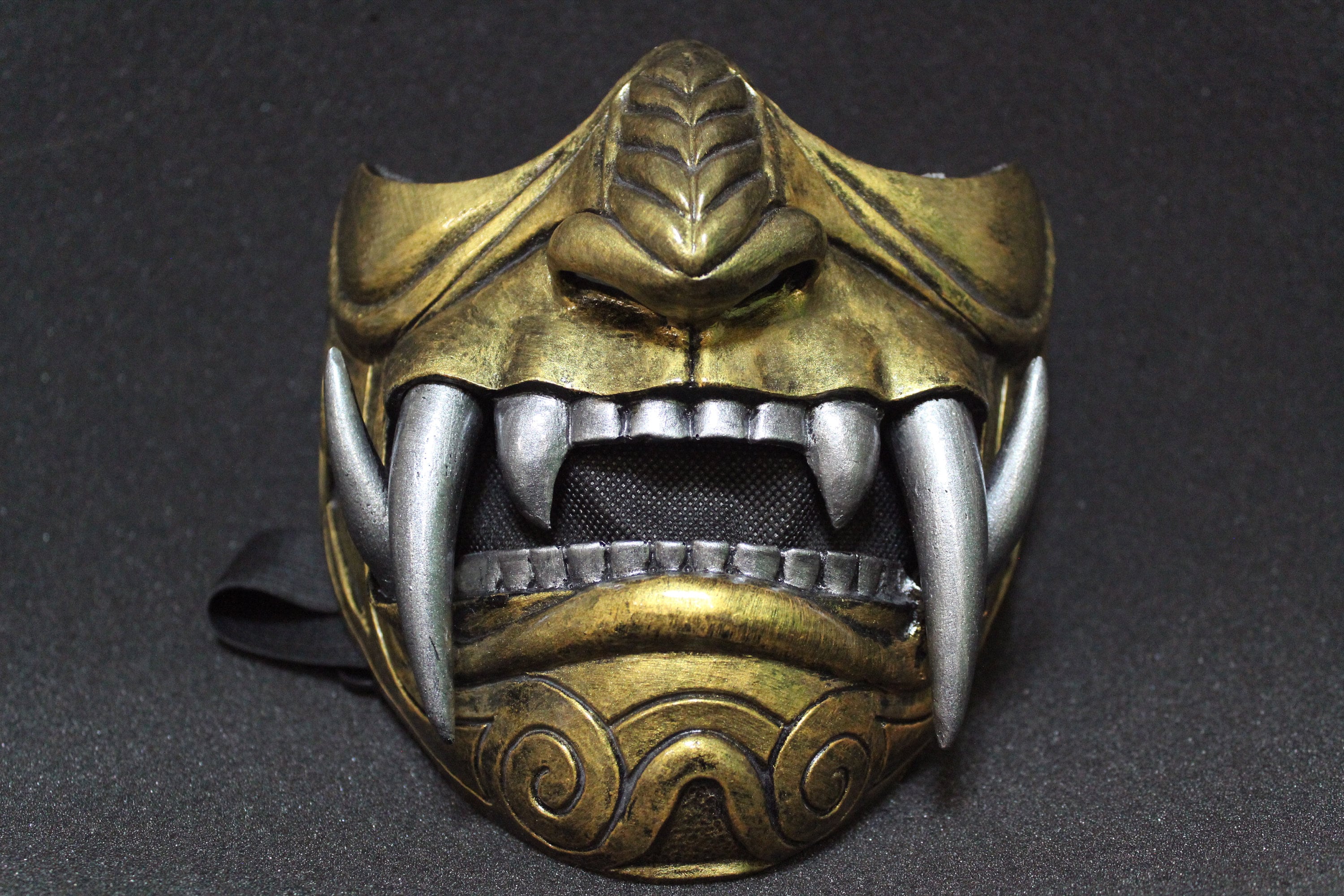 Silver Fang Half Face Gold Demon Assassin Ronin Samurai Mask, Cool ...
