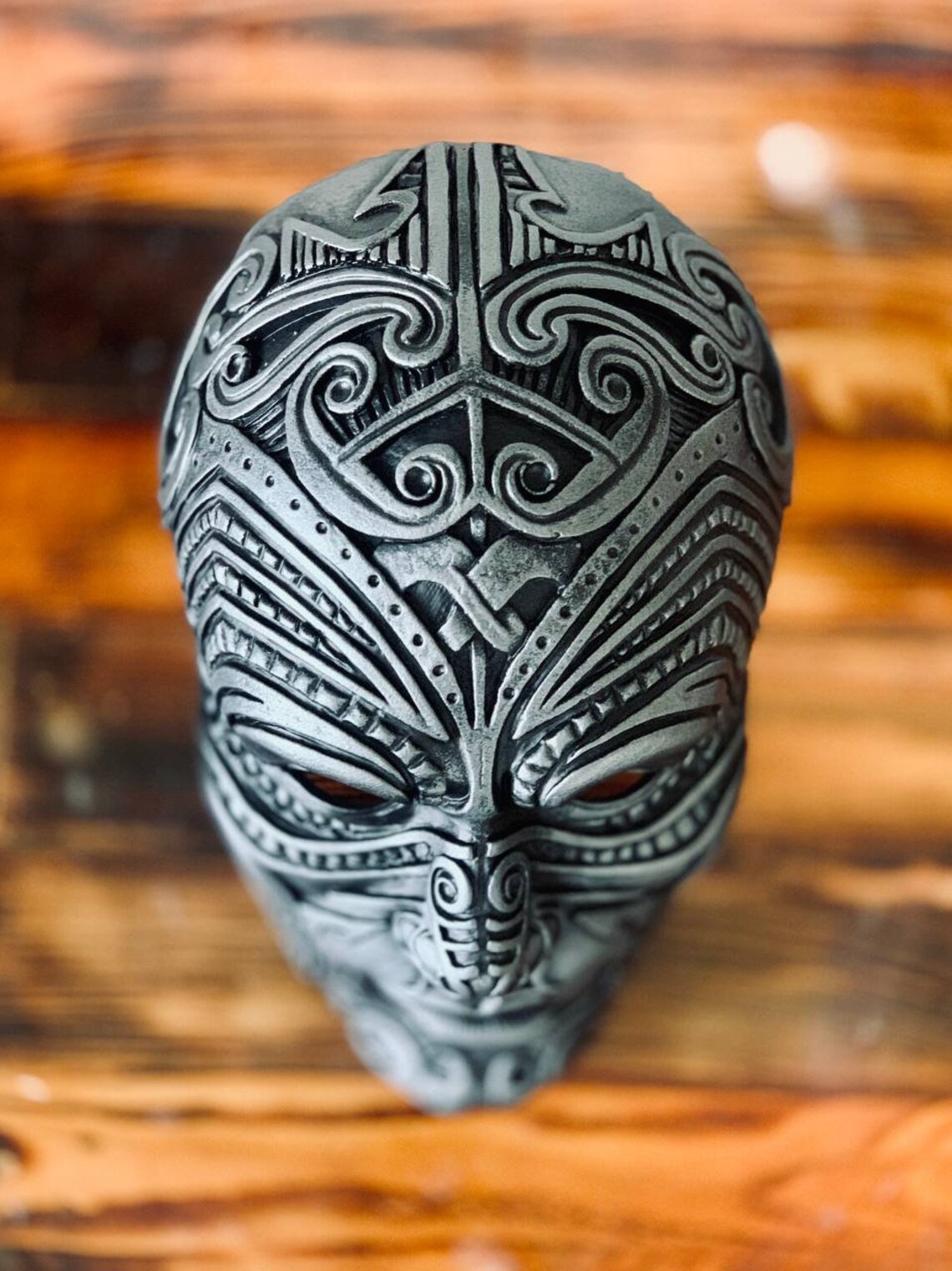 Maori Warrior Face Mask With Full Face Tattoo | Etsy