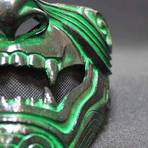Half Face REPTILE Samurai Mask Oni Mempo Armor Japanese Black Green ...