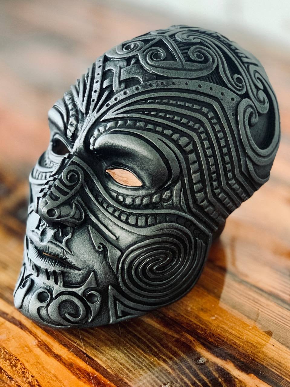 Maori Warrior Face Mask With Full Face Tattoo | Etsy
