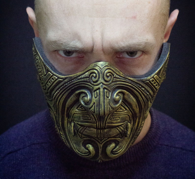 Gold Maori Mask Samurai Mask Face Tattoo Half Face Mask - Etsy