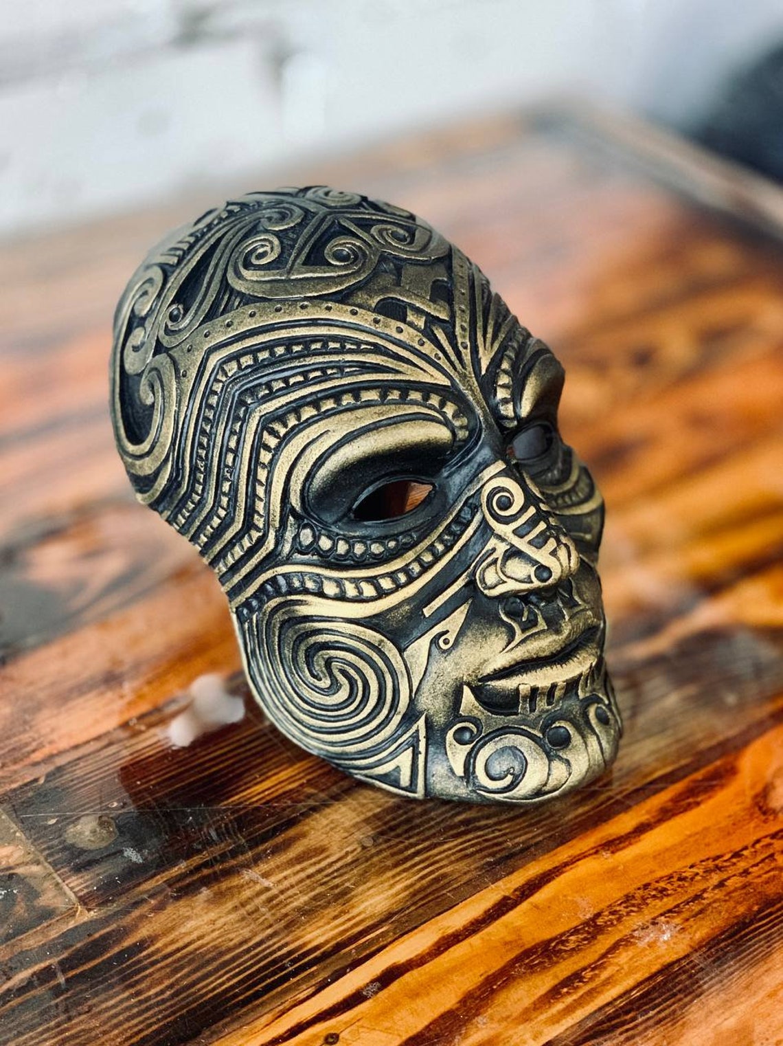 Maori Warrior Face Mask With Full Face Tattoo - Etsy