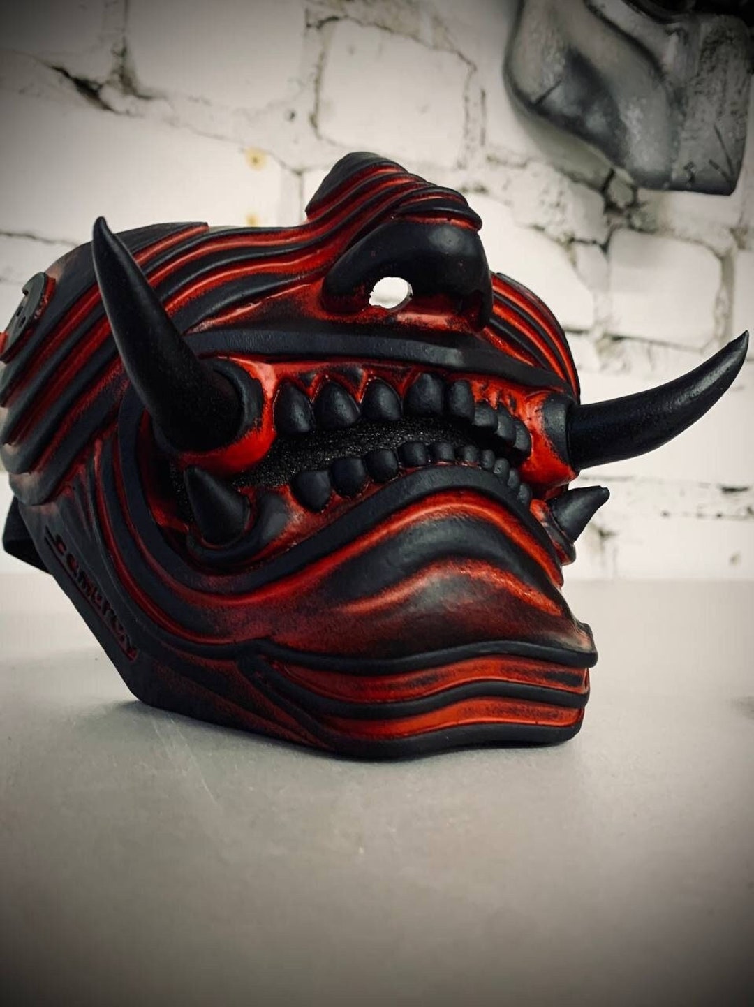 Samurai Mask Black+red +2 Sets of Fangs. - Etsy