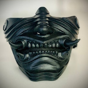 Samurai Mask Black +2 Sets of Fangs. - Etsy