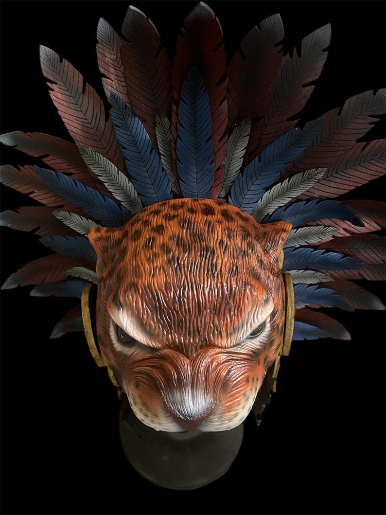 Aztec Mayan Warrior Helmet Mask Jaguarkukulcan Quetzalcoatl - Etsy