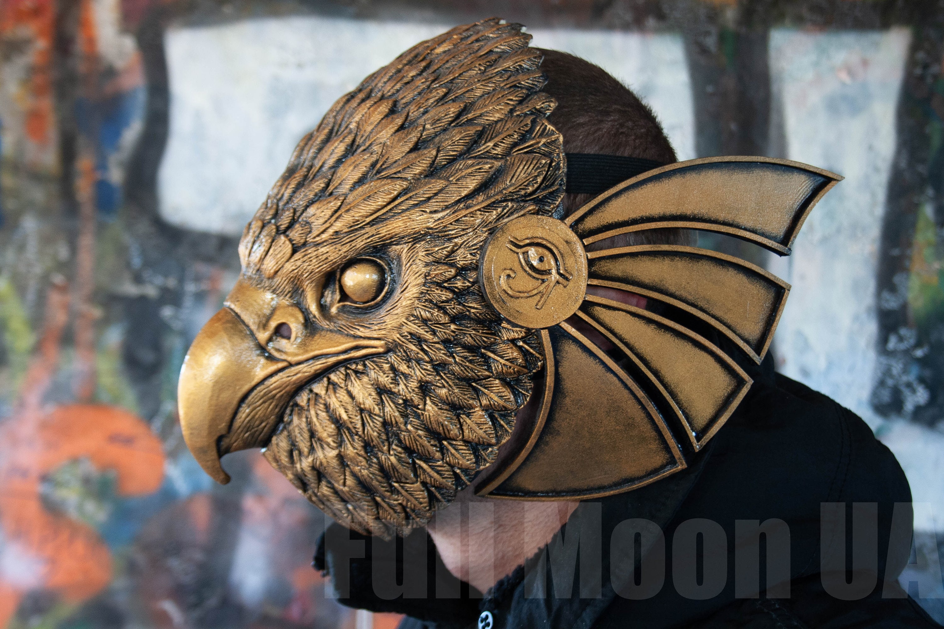 Mask of God RA Egyptian Falcon Head Horus Gold | Etsy