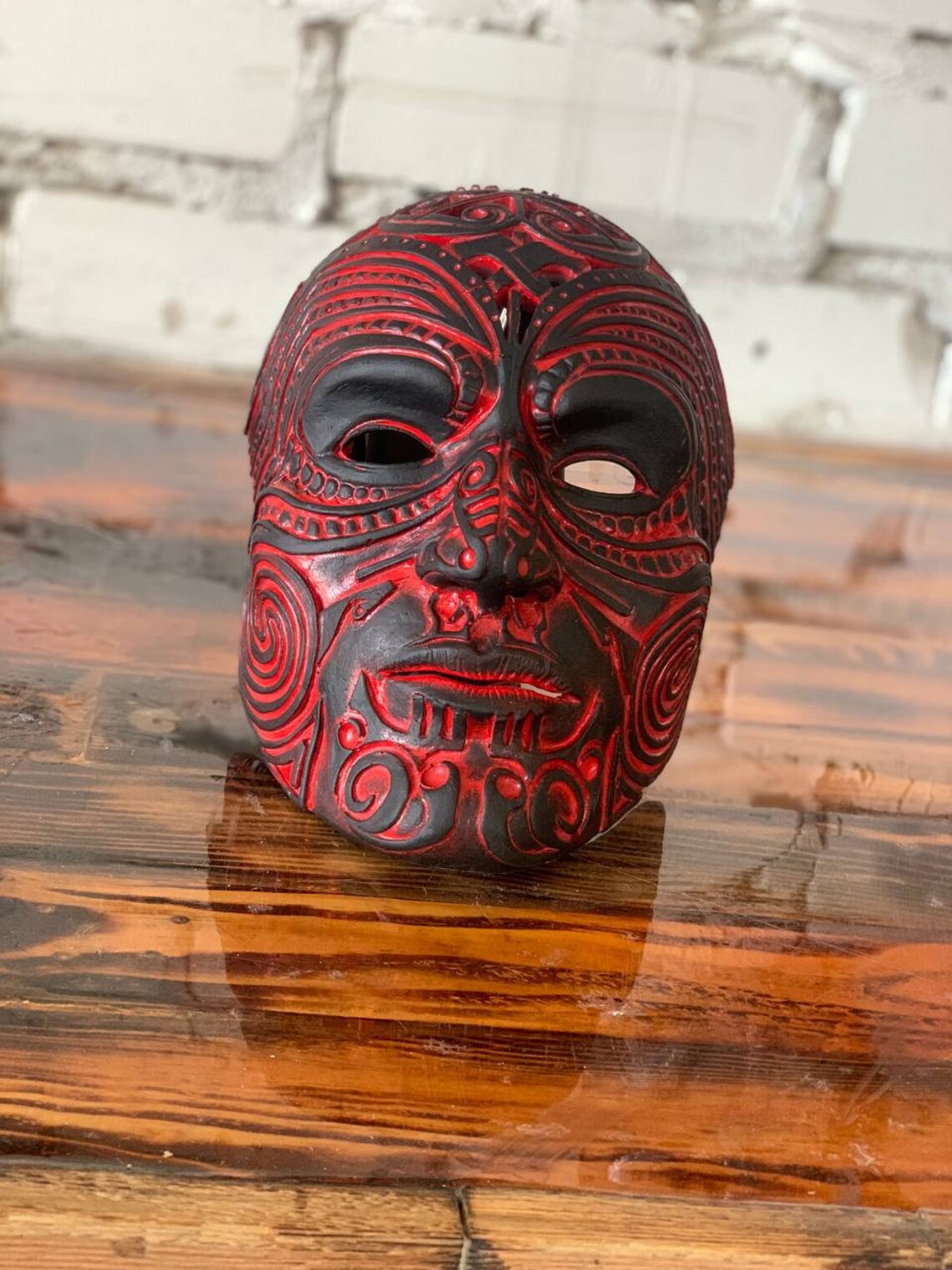 Maori Warrior Face Mask With Full Face Tattoo - Etsy