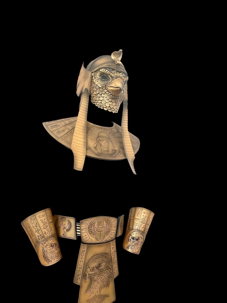 Egyptian God RA Horus Cosplay Costume Set With Falcon and Hieroglyphs ...