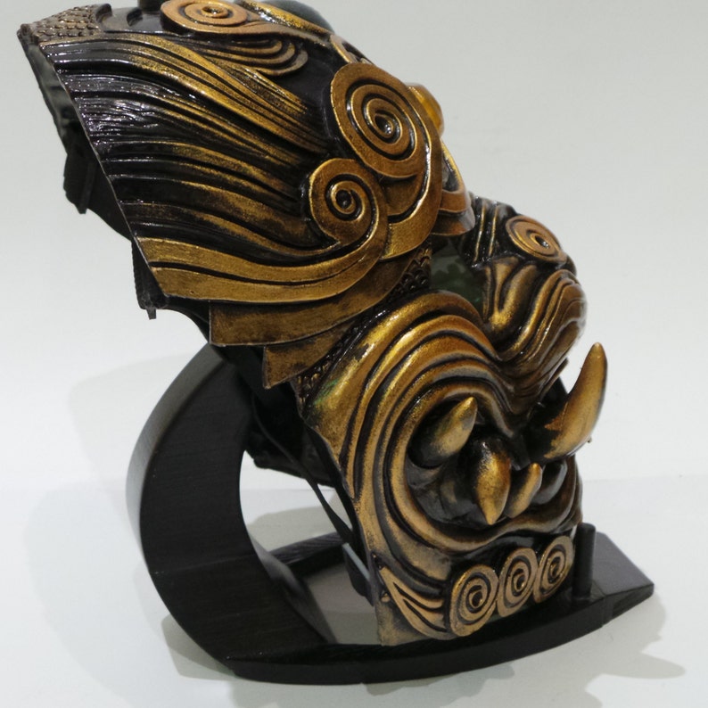 Mask Black Golden Lion Wind Lion Mask Samurai Samurai Armor | Etsy